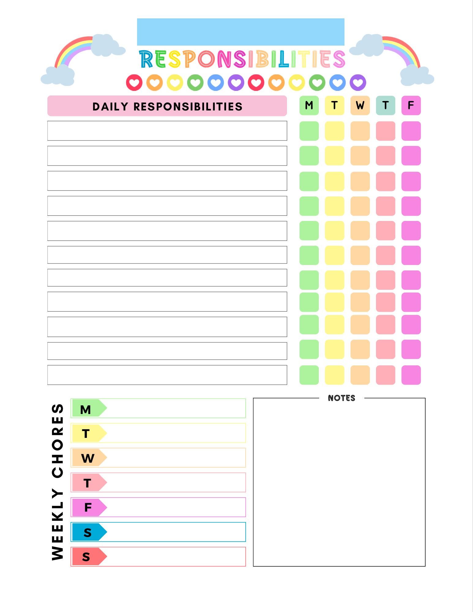 Editable Planner, Kids Chore Chart, Kids Daily Planner, Kids ...