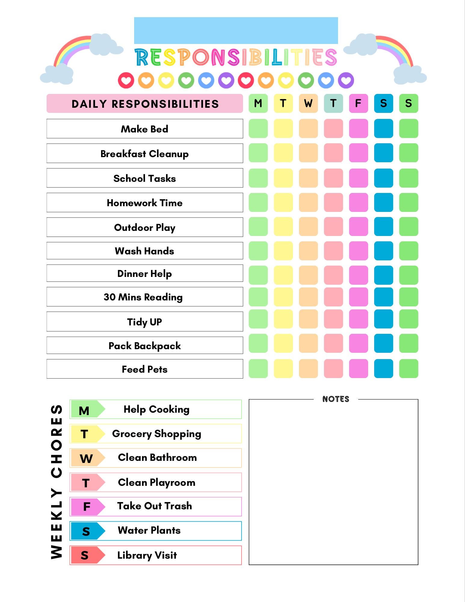 Editable Planner, Kids Chore Chart, Kids Daily Planner, Kids ...