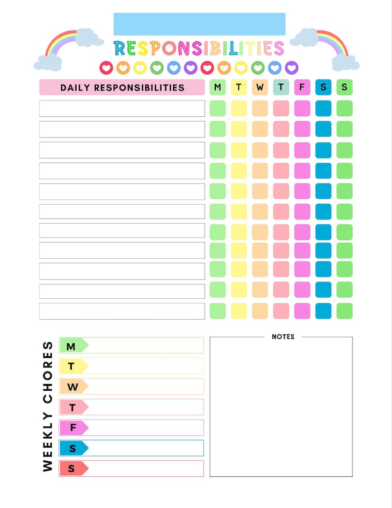 Editable Planner, Kids Chore Chart, Kids Daily Planner, Kids ...