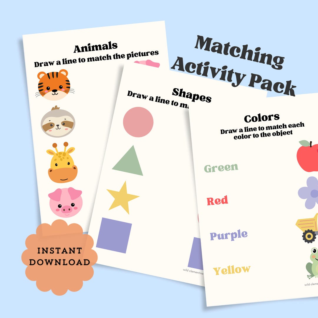 Preschool Matching Activity Pack | 8 Printable Worksheets | Classroom ...