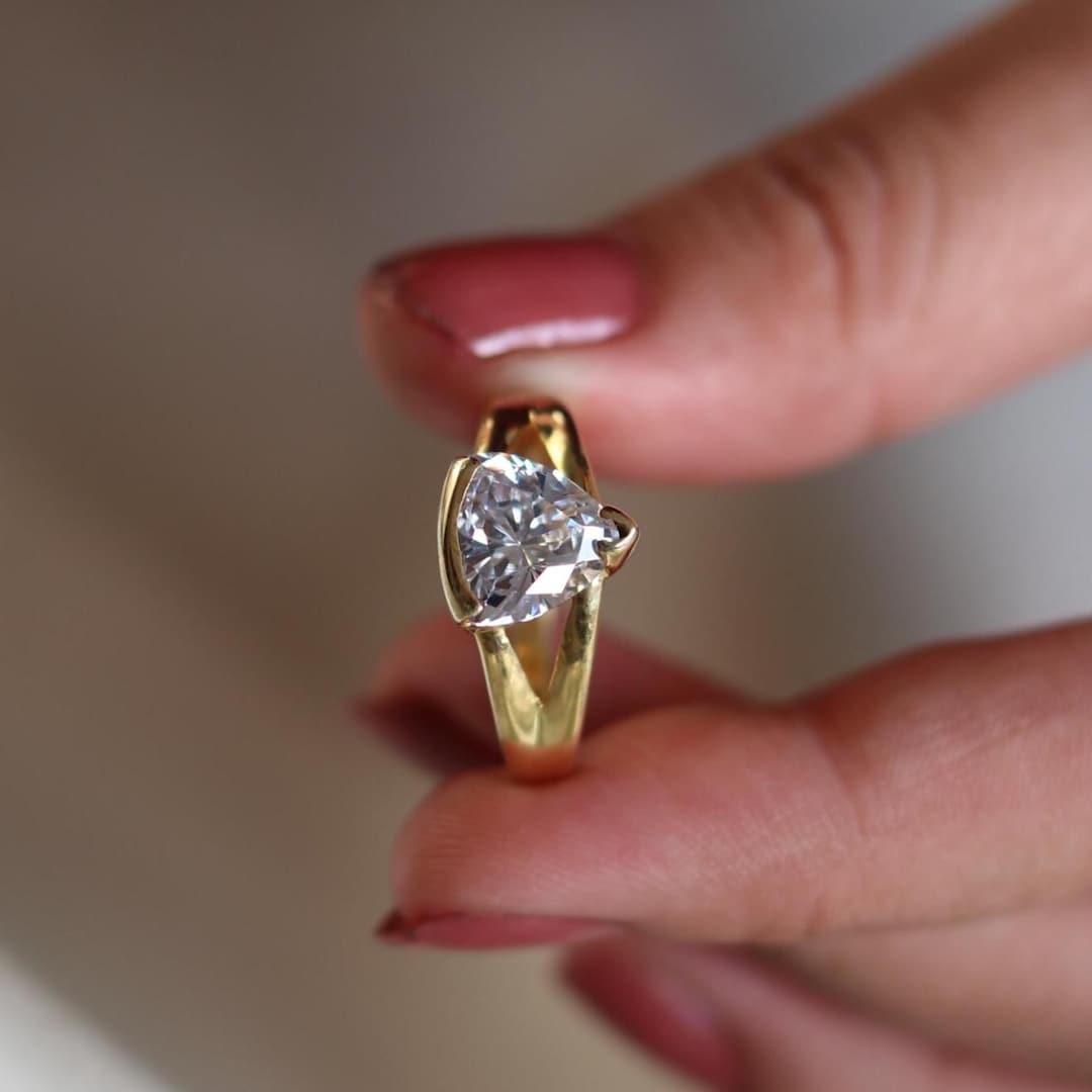Trillion Cut Engagement Ring | Unique Gold Diamond Ring | Solitaire ...