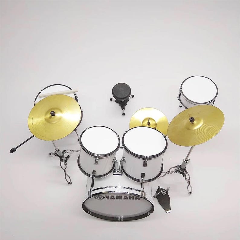 Miniature Drum Set YMH White 1:6 Replica Mini Drum Kit - Birthday Gift ...