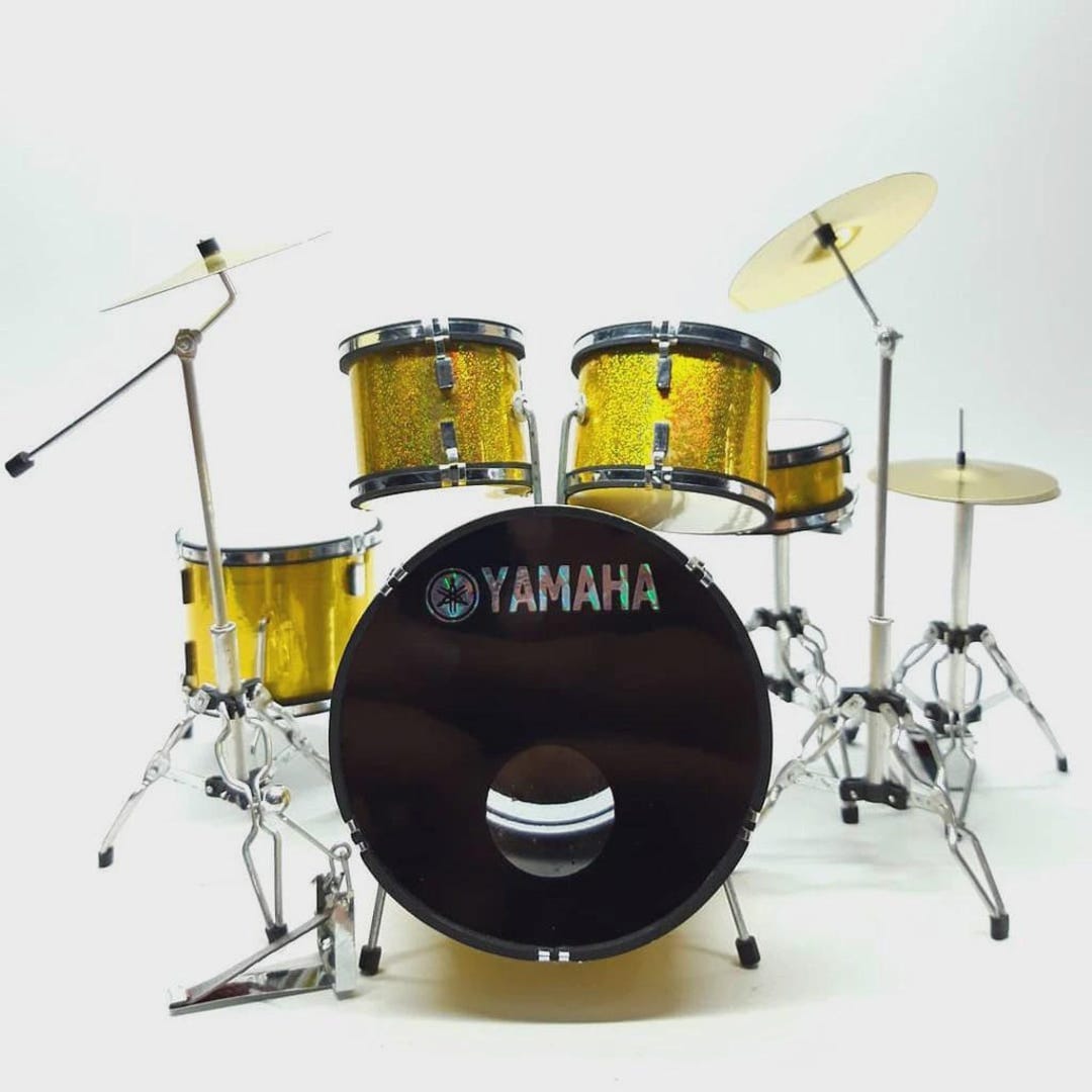 Miniature Drum Set YMH Gold 1:6 Replica Mini Drum Kit - Birthday Gift ...