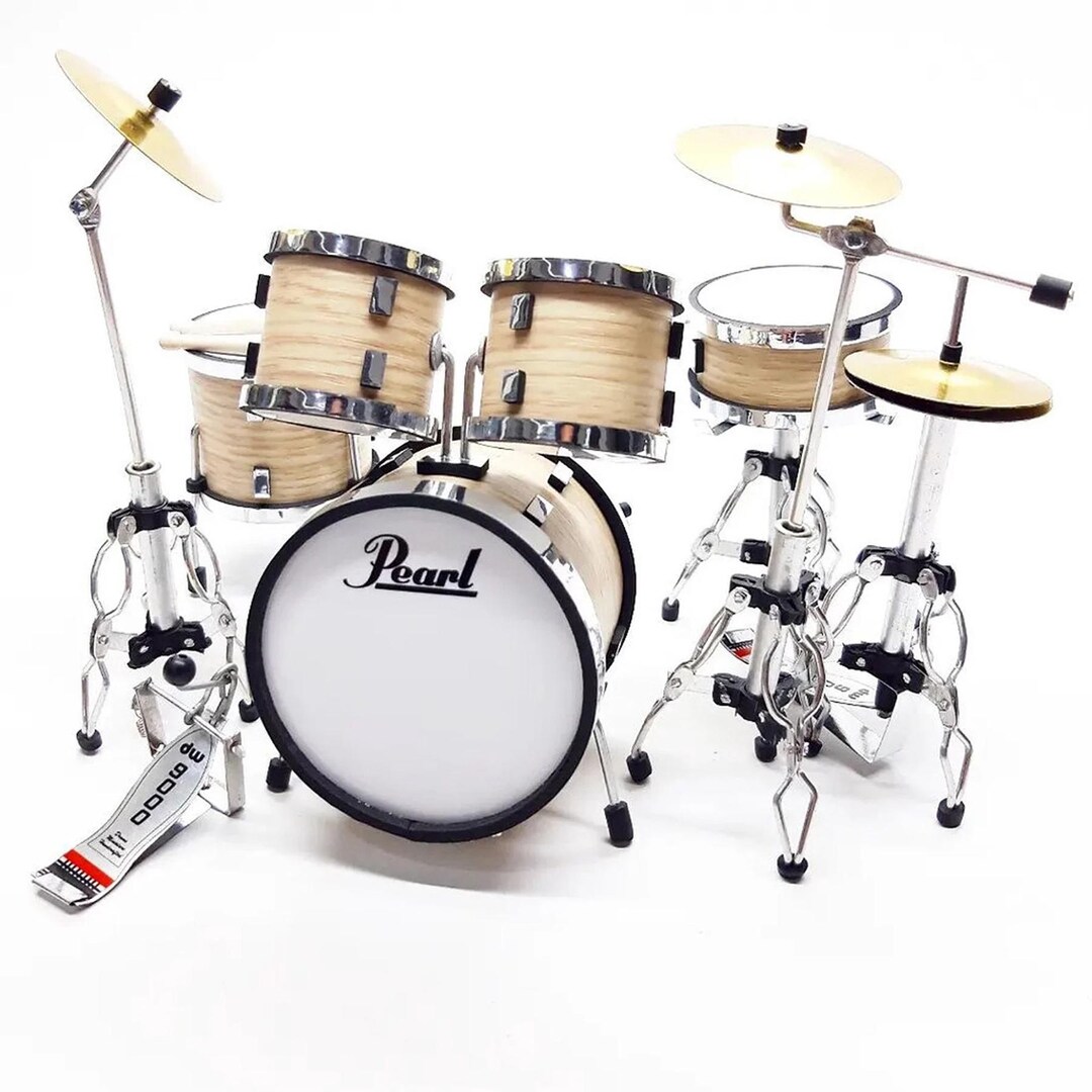 Miniature Drum Set Replica Mini Drum Kit Wooden PRL Scale 1:12 ...