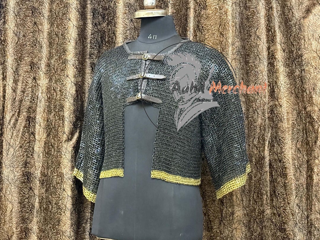 Chainmail 6mm Half-body Armor With Brass Edges – Medieval Haubergeon ...