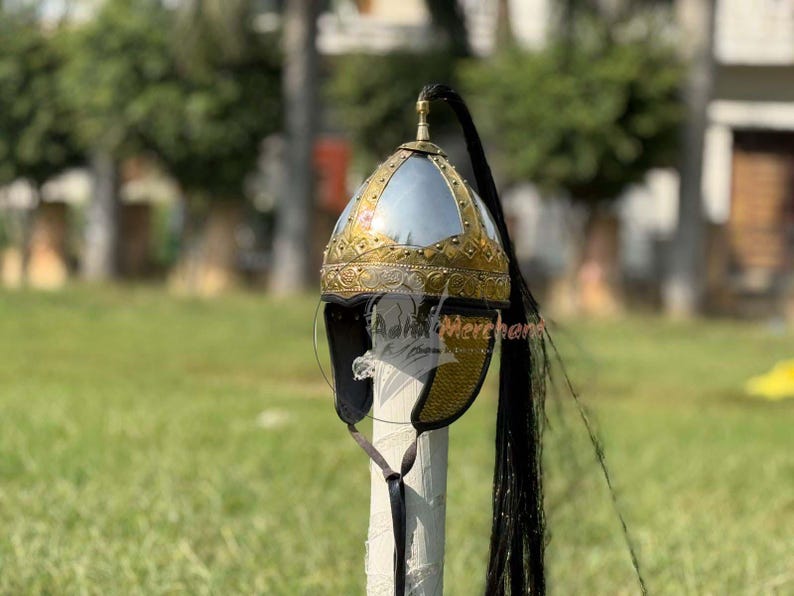 Conical Spangenhelm Helmet – Embossed Brass Medieval Armor Replica - Etsy