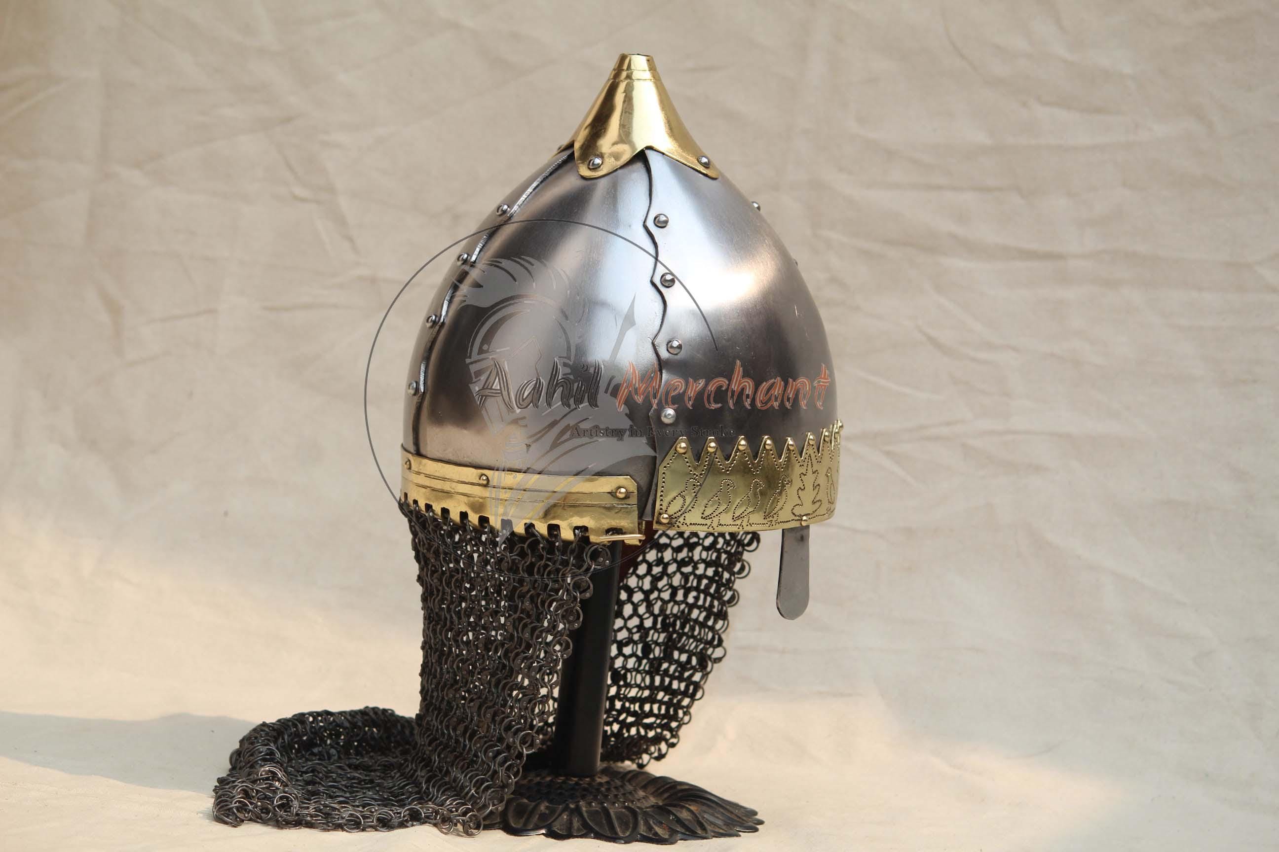 Viking Birka Helmet: Mild Steel Chainmail, Battle Ready - Etsy