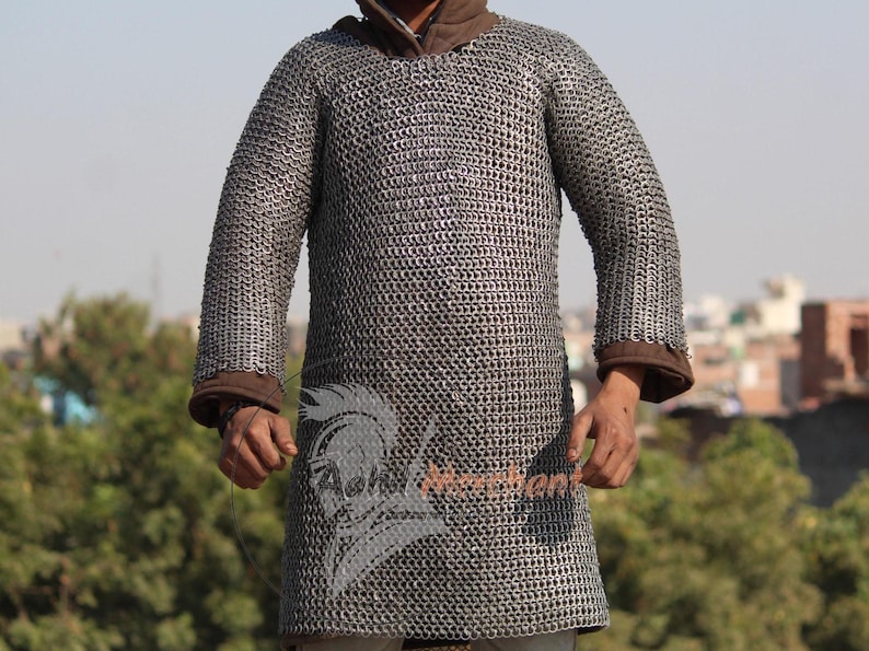 Medieval Haubergeon – 9mm Dome Riveted Chainmail Armor Shirt - Etsy