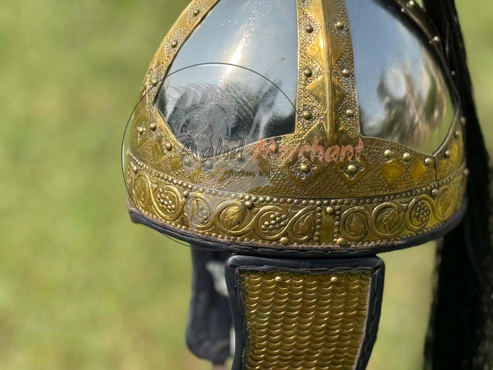 Conical Brass Spangenhelm – Historical Medieval Armor Replica for ...