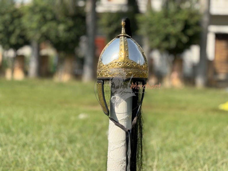 Conical Spangenhelm Helmet – Embossed Brass Medieval Armor Replica - Etsy