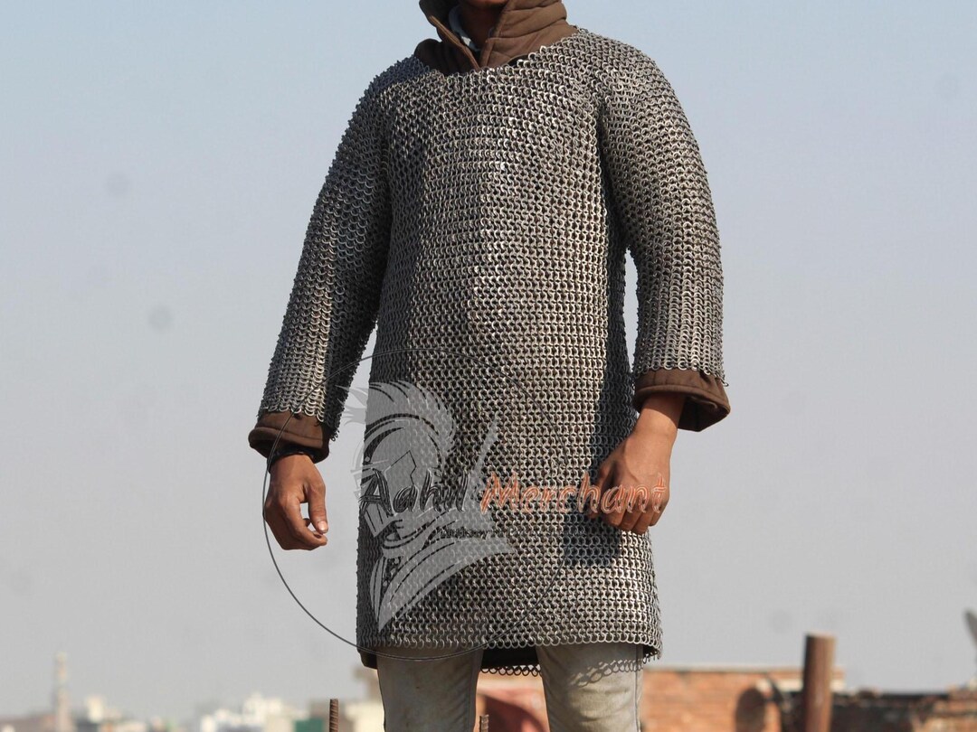 Medieval Haubergeon – 9mm Dome Riveted Chainmail Armor Shirt - Etsy