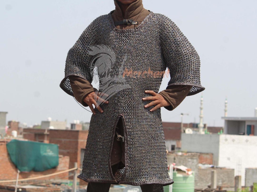 Titanium Flat Ring Chainmail Shirt – 9mm Rings, Leather Edged, War ...