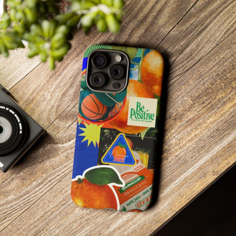 Retro Orange Juice Collage Phone Case | 90s Style - Etsy