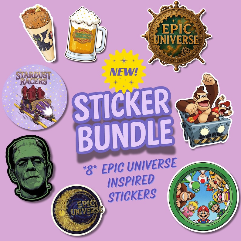 Epic Universe Sticker Pack, Holographic Decal Bundle, Epic Universe ...