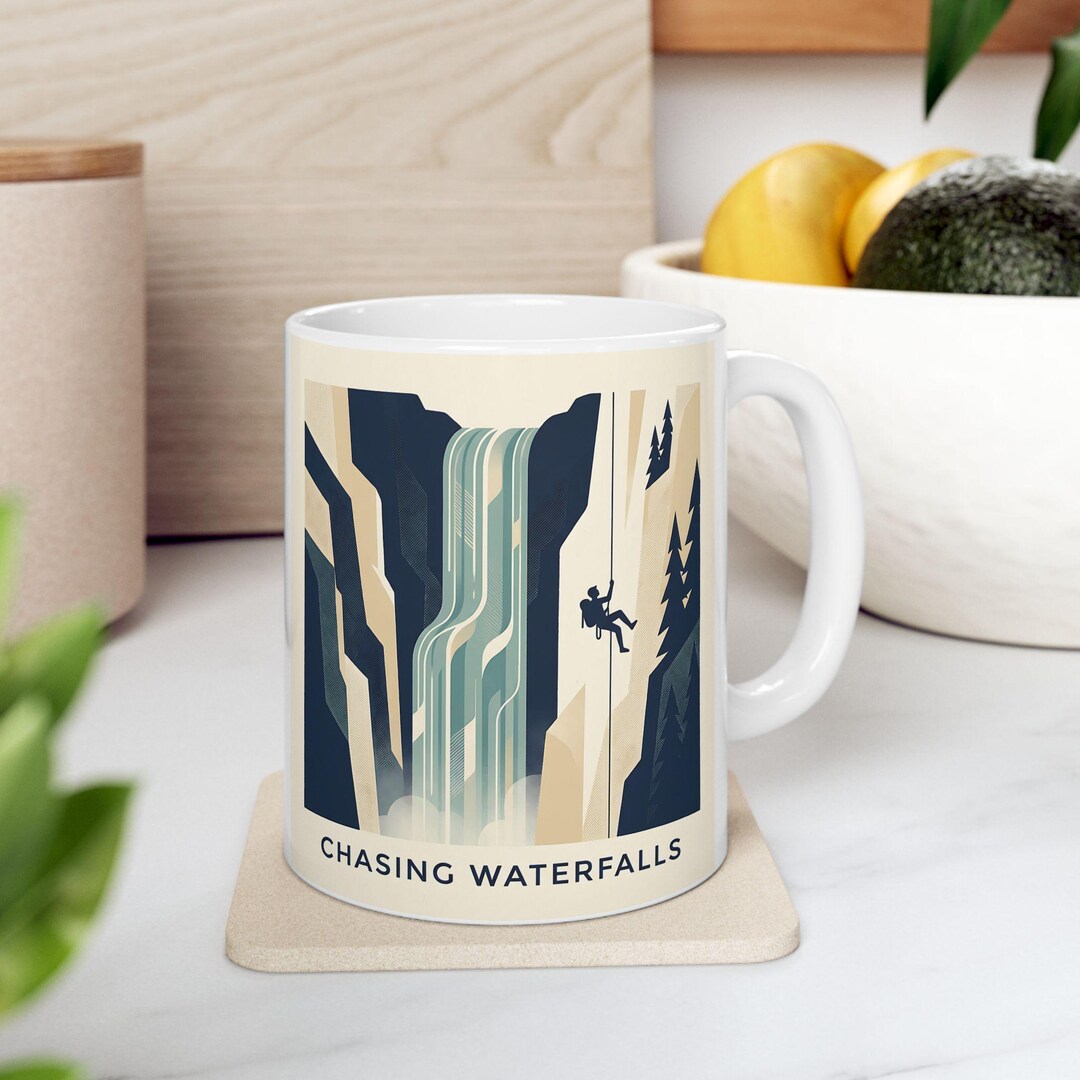 Chasing Waterfalls Mug, Waterfall Rappelling Coffee Cup, Canyoneering ...