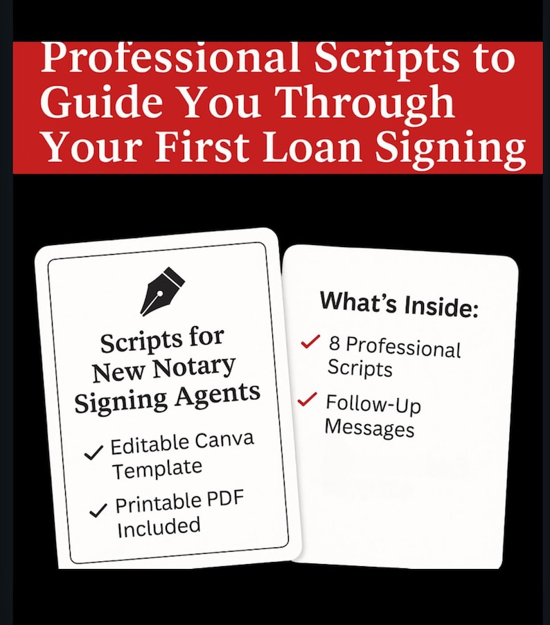 Notary Signing Agent Script: Beginner Loan Signing Guide (canva Template + PDF) - Etsy