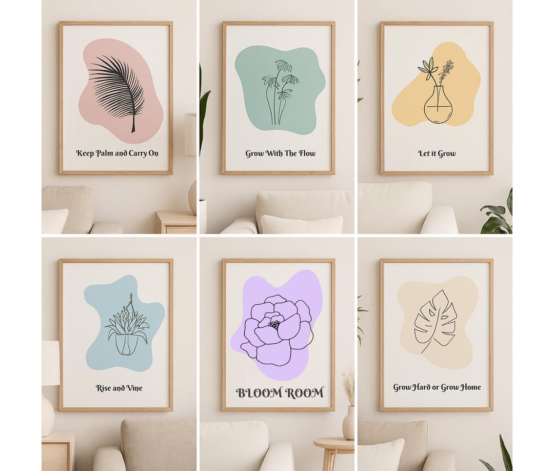 Botanical Pun Wall Art Bundle | Plant Quote Prints | Funny Minimalist ...