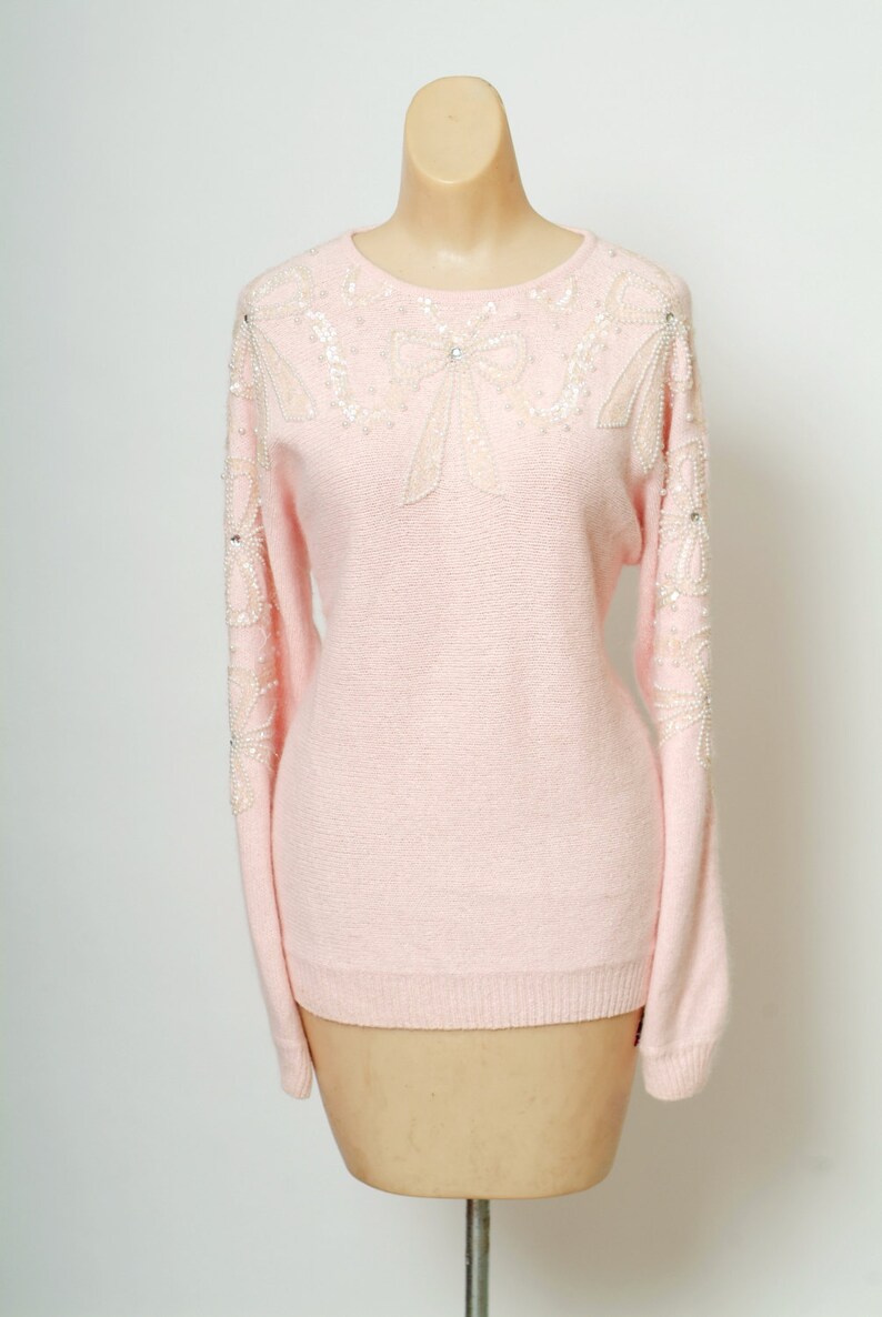 Vintage 80s Pink Sweater 80s Pastel Oversized Sweater Etsy