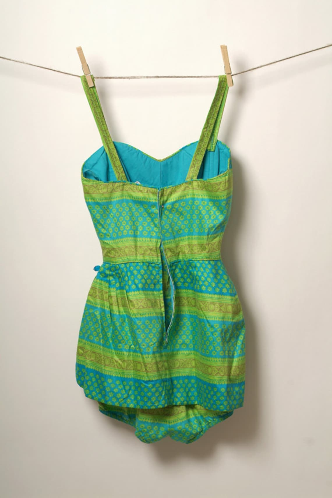 Vintage1950s Bathing Suit Hawaiian Swimsuit Green And Blue Etsy