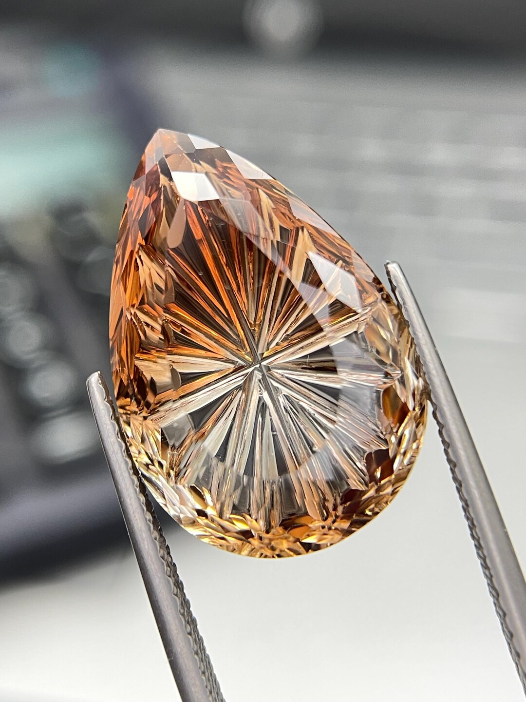 Fantasy Cut Natural Imperial Topaz Pear Shape Faceted Loose Gemstone ...
