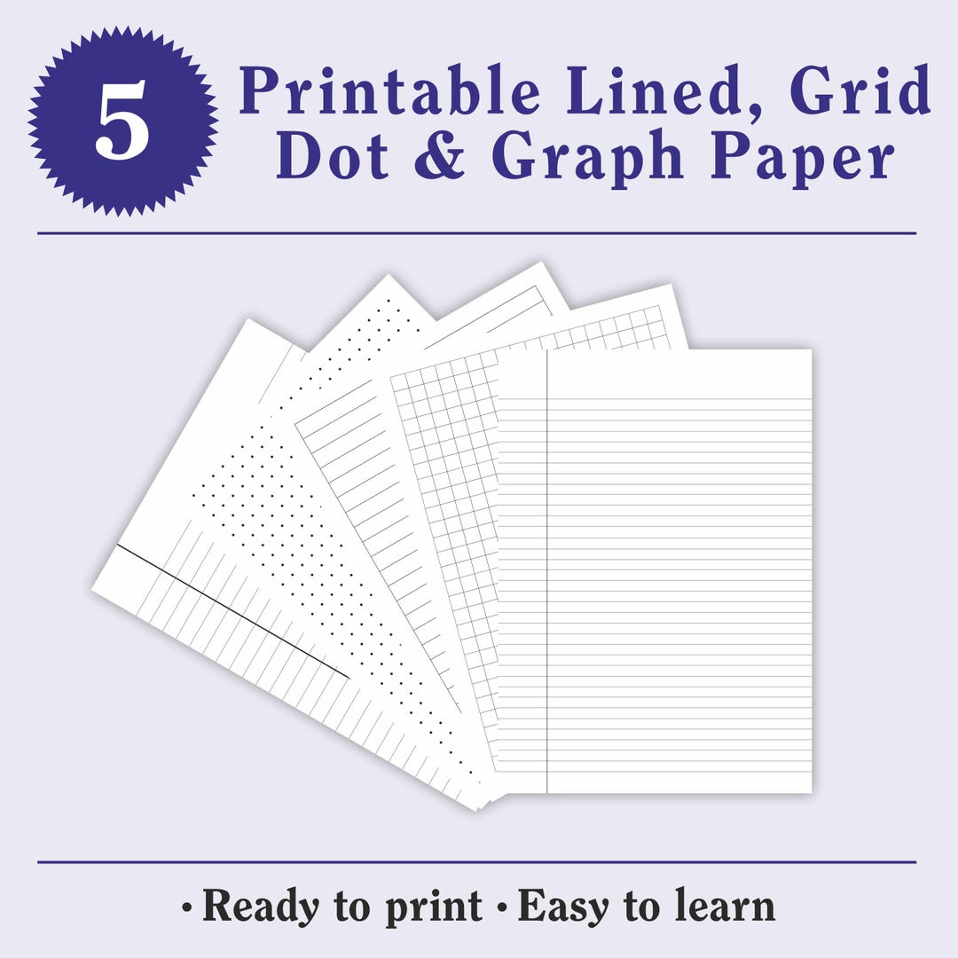 Printable Lined Paper Set: Dot Grid Graph - A4 A5 Letter Sizes (PDF ...