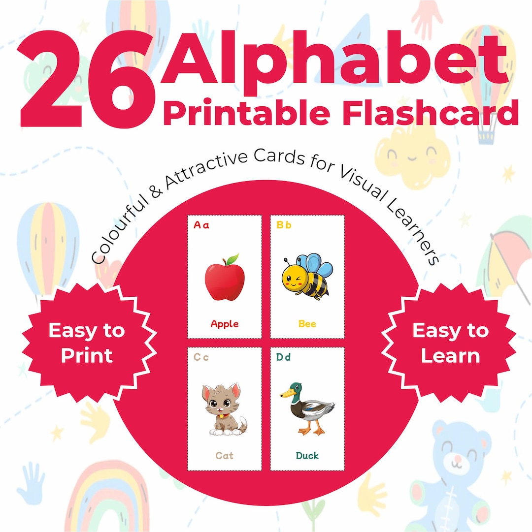 A-Z Alphabet Flashcards: Educational ABC Learning Cards (PDF Download ...