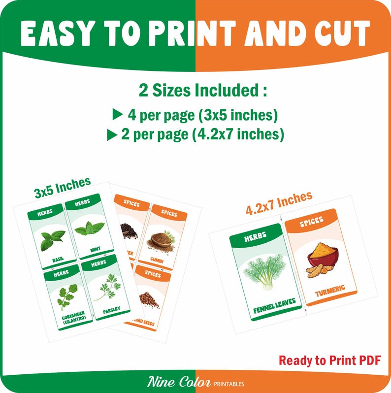 Herbs & Spices Flashcards | Montessori Kitchen Learning (digital ...
