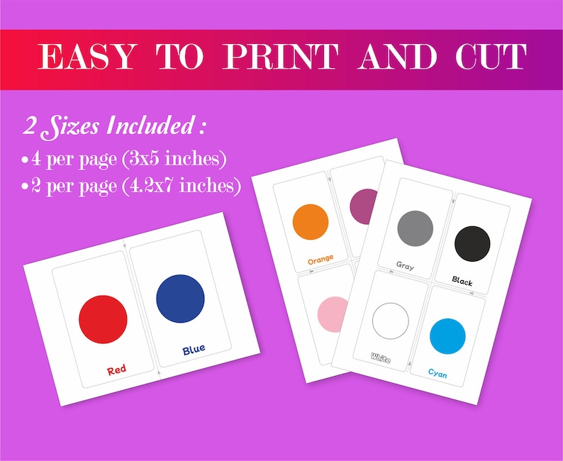 Printable Color Flashcards: Montessori Educational Cards (instant ...