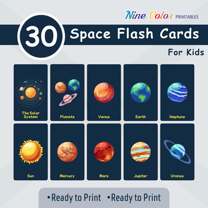 Space Flashcards: Planets, Stars, Astronauts - Printable Learning Cards ...