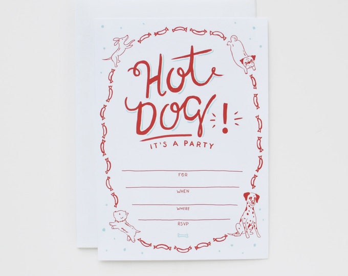 Hot Dog Party Invitation (set of 10) - Etsy