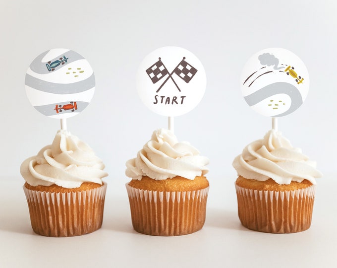 Formula 1 Racing Birthday Cupcake Toppers, Race Car Boy Birthday ...