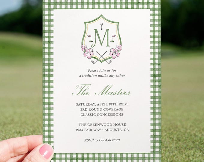 Masters Viewing Party Invitation, Golf Watch Party Invite, Editable ...
