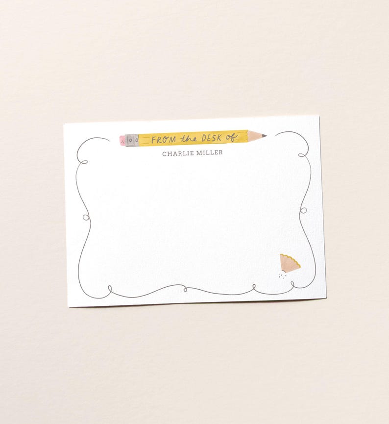 Personalized Stationery, No. 2 Pencil Kids Note Card, Custom Teacher ...