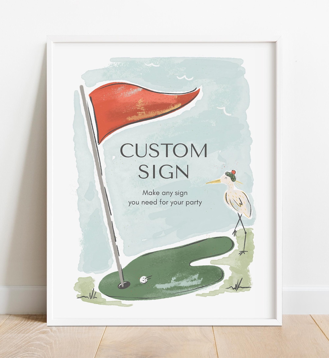 Golf Baby Shower Sign Template, Editable Watercolor Boy Birdie Golf ...