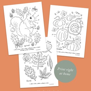 Fall Coloring Pages, Kids Autumn Anatomy Printable, Apple, Pumpkin ...