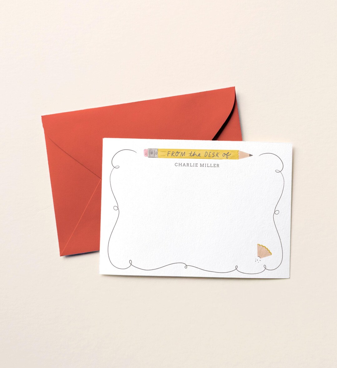 Personalized Stationery, No. 2 Pencil Kids Note Card, Custom Teacher ...