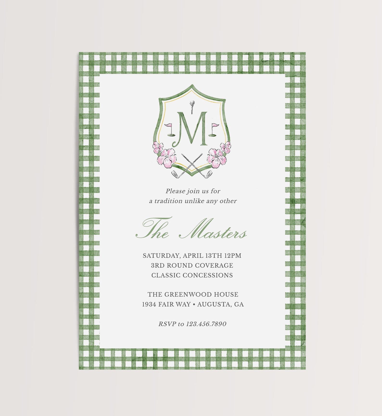 Masters Viewing Party Invitation, Golf Watch Party Invite, Editable ...