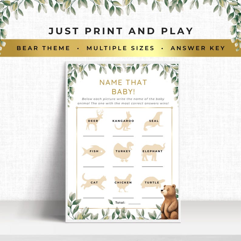 Woodland Baby Shower Game, Name That Animal, Digital Download - Etsy Canada