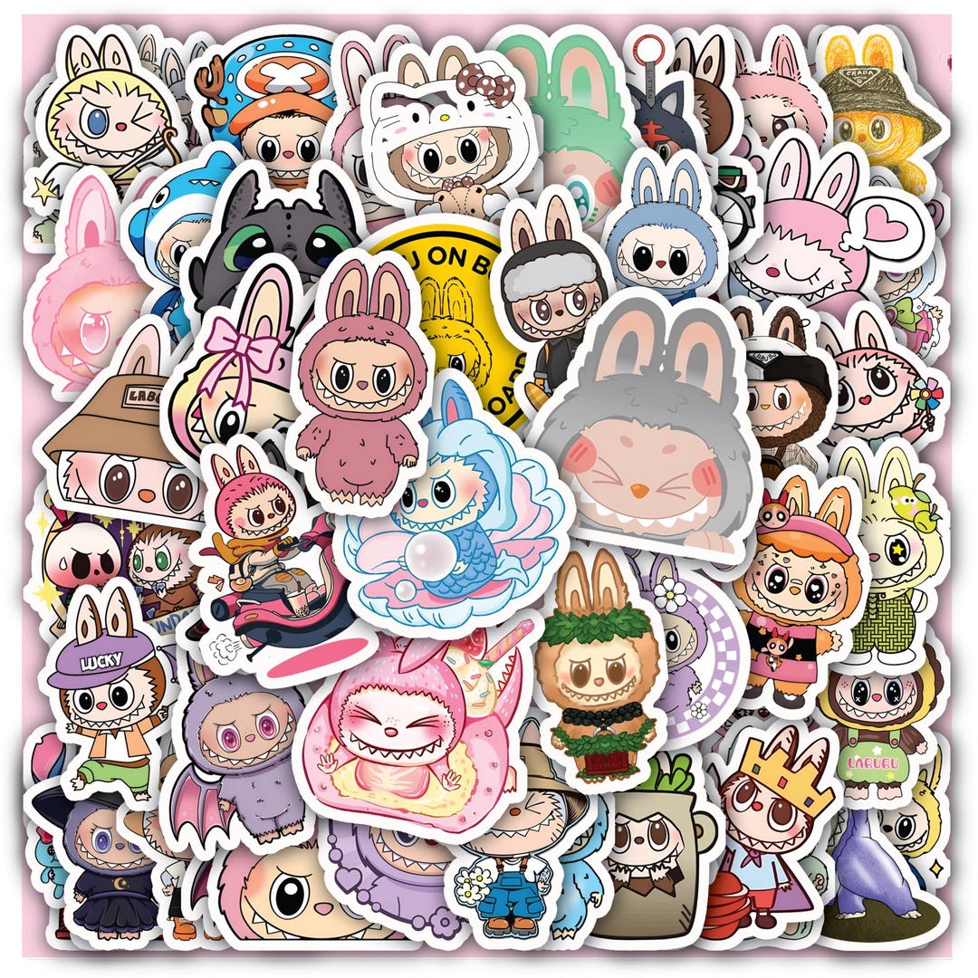 Set 30-60 Labubo Stickers Inspired Fan Art, Cute Mischief Vibes, Toy ...