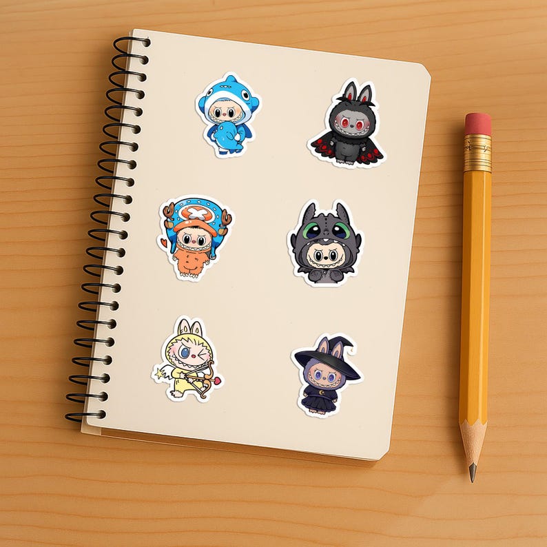 Set 15-60 Labubo Stickers Inspired Fan Art, Cute Mischief Vibes, Toy ...