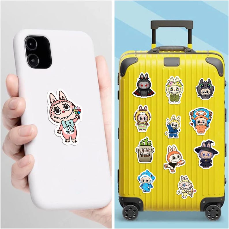 Set 15-60 Labubo Stickers Inspired Fan Art, Cute Mischief Vibes, Toy ...