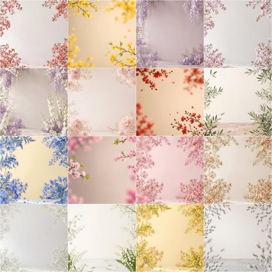 Floral Branch Backdrop Overlays, Spring Blossom Fine Art Studio ...