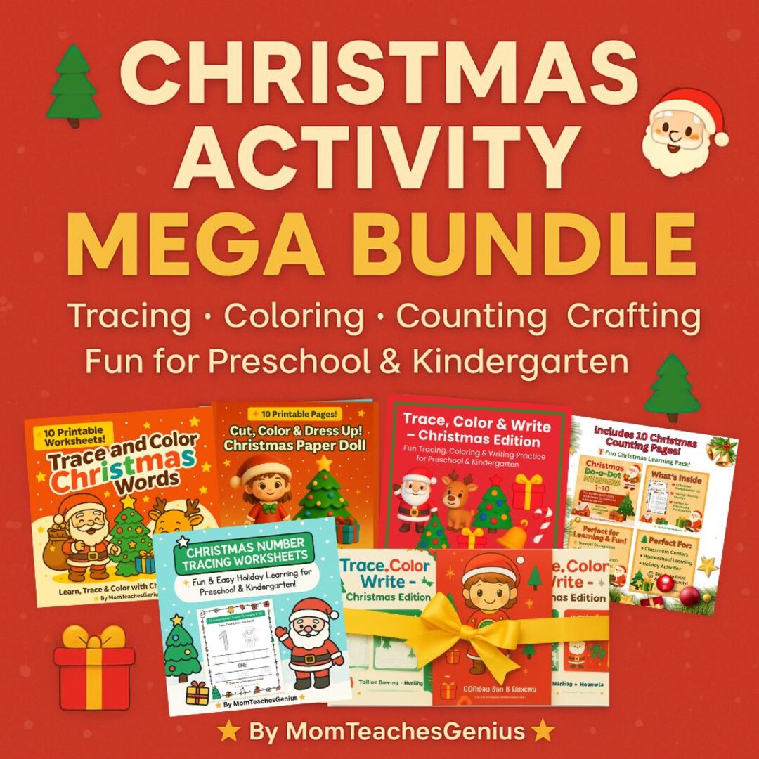 Christmas Activity Mega Bundle – Tracing, Coloring, Counting and ...