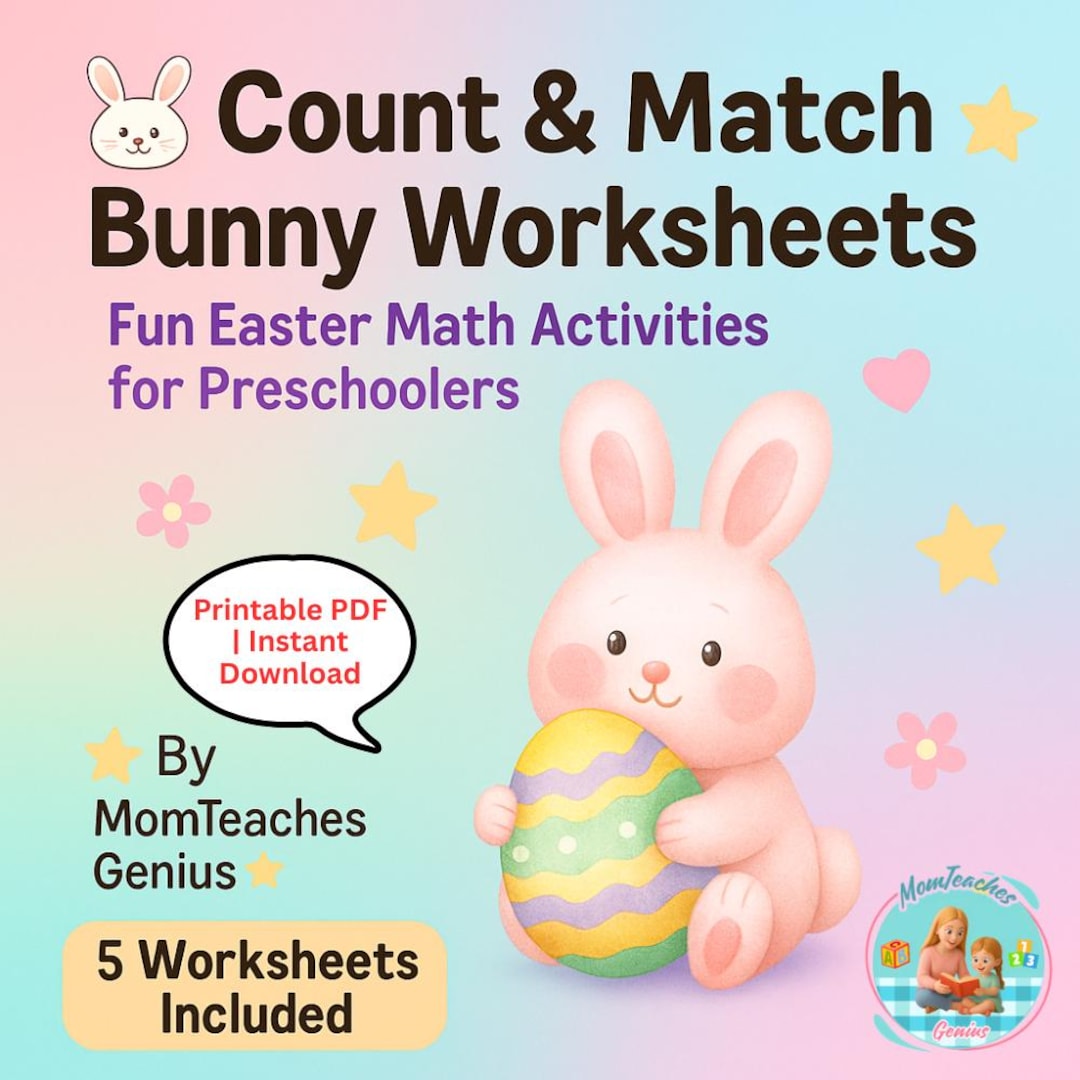 Count and Match Bunny Worksheets | Fun Easter Math Activities for ...