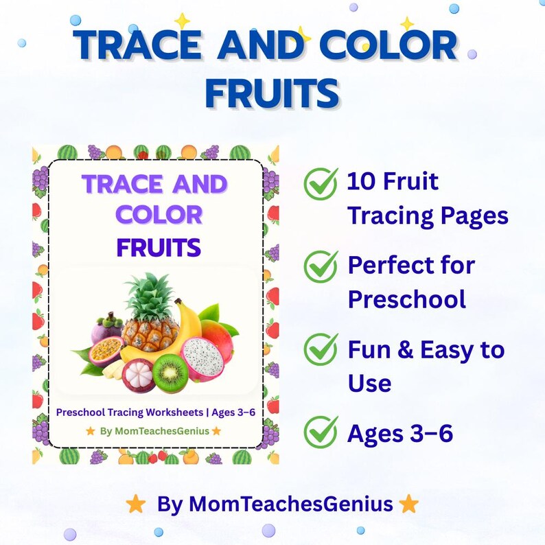 Trace and Color Worksheets | Fruit Tracing Pages for Preschool | Fine ...