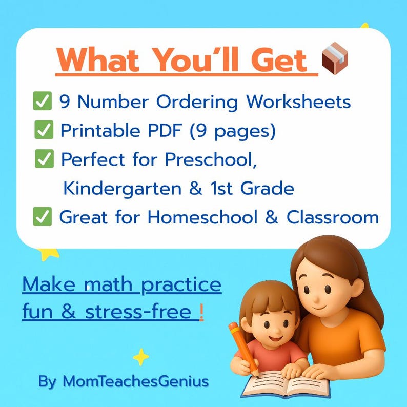 Number Ordering Worksheets Space Theme | Counting 1 to 10 | Preschool ...