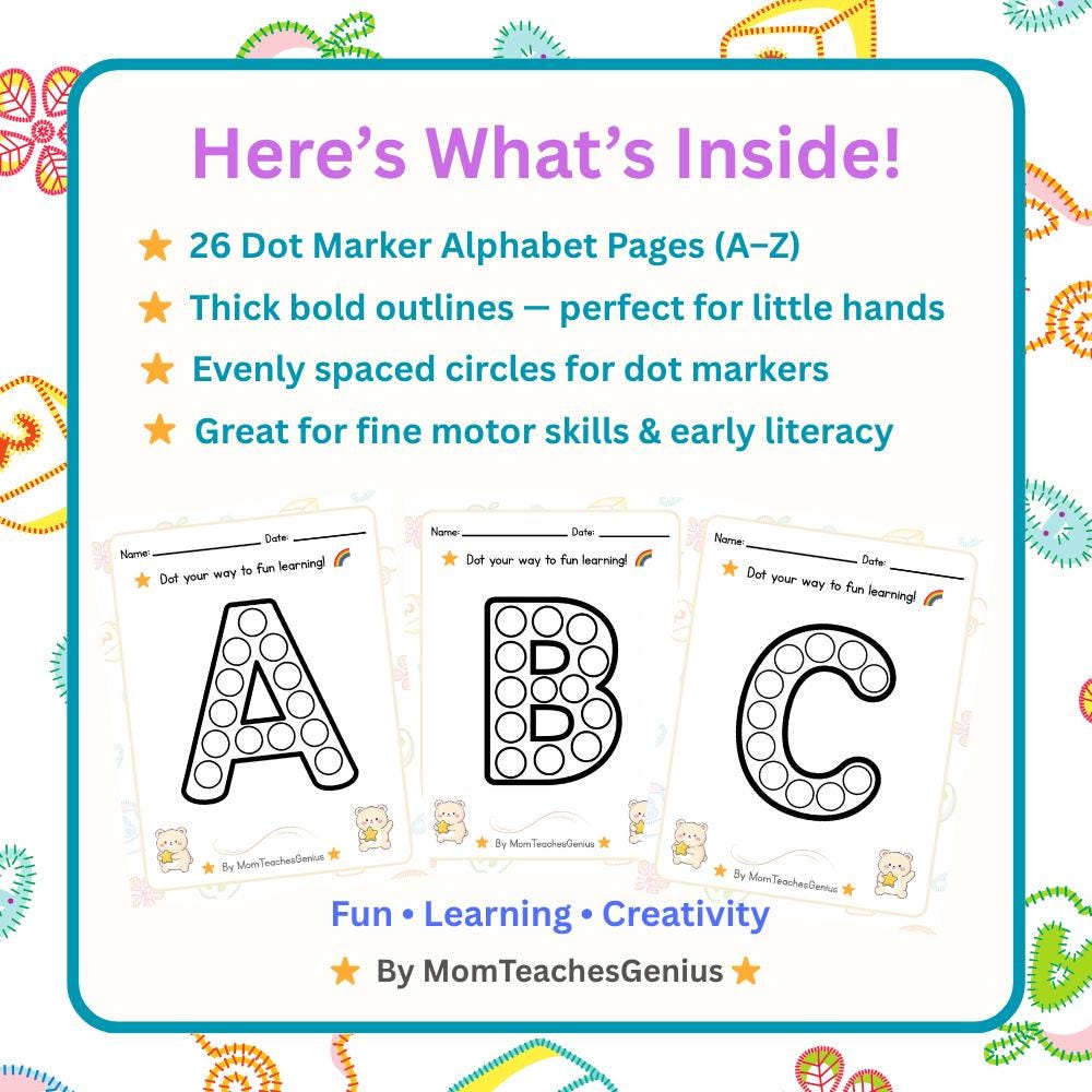 Dot Marker Alphabet Worksheets A–Z | Preschool Fine Motor | ABC ...