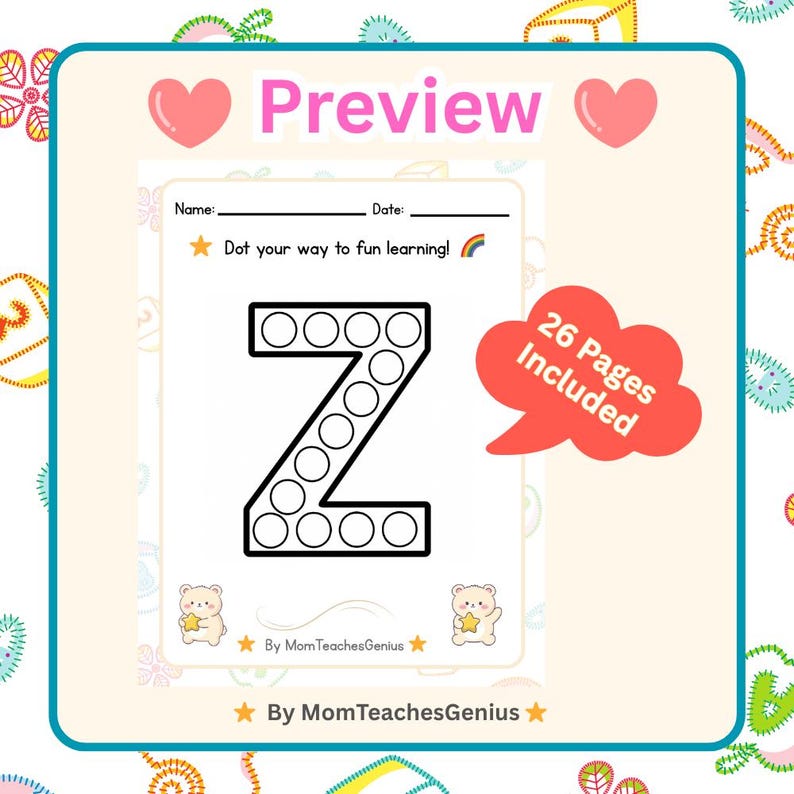 Dot Marker Alphabet Worksheets A–Z | Preschool Fine Motor | ABC ...