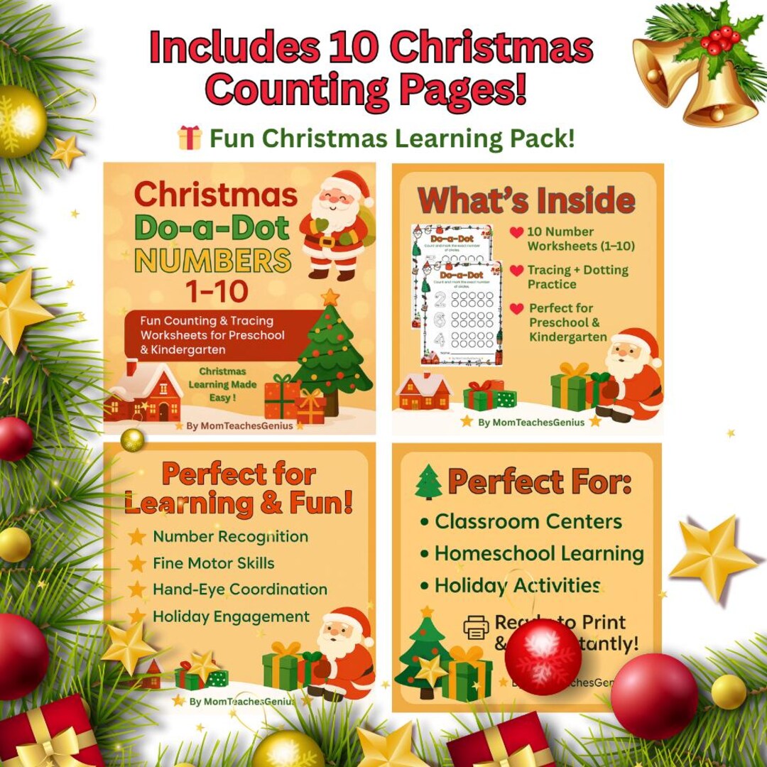 Christmas Numbers 1-10 Do-a-dot Printable (instant Download) - Etsy