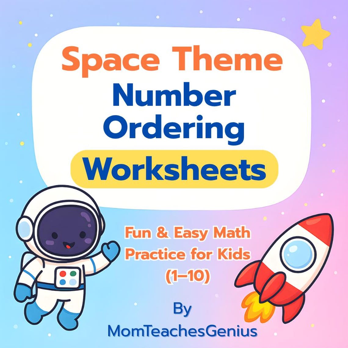 Number Ordering Worksheets Space Theme | Counting 1 to 10 | Preschool ...